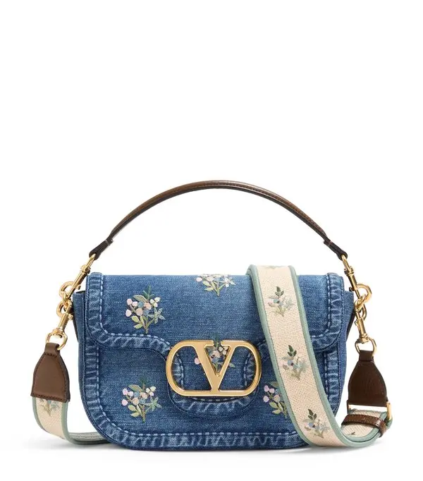Valentino Garavani Embroidered Locò Shoulder Bag - Blue