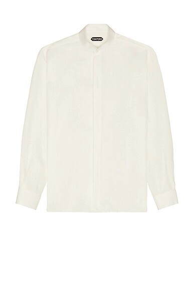 TOM FORD Perforated Dot Silk Twill Slim Fit Evening Shirt