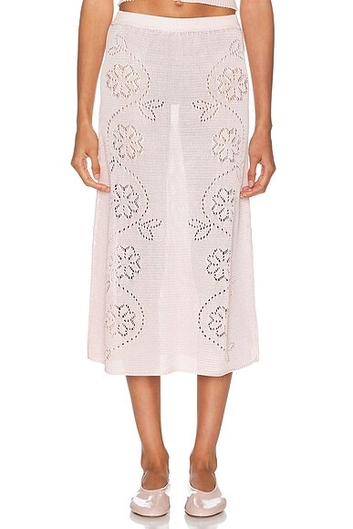 Calle Del Mar Floral Eyelet Knit Skirt - Primrose