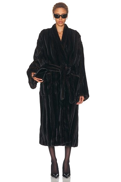 Balenciaga Faux Fur Bathrobe Coat