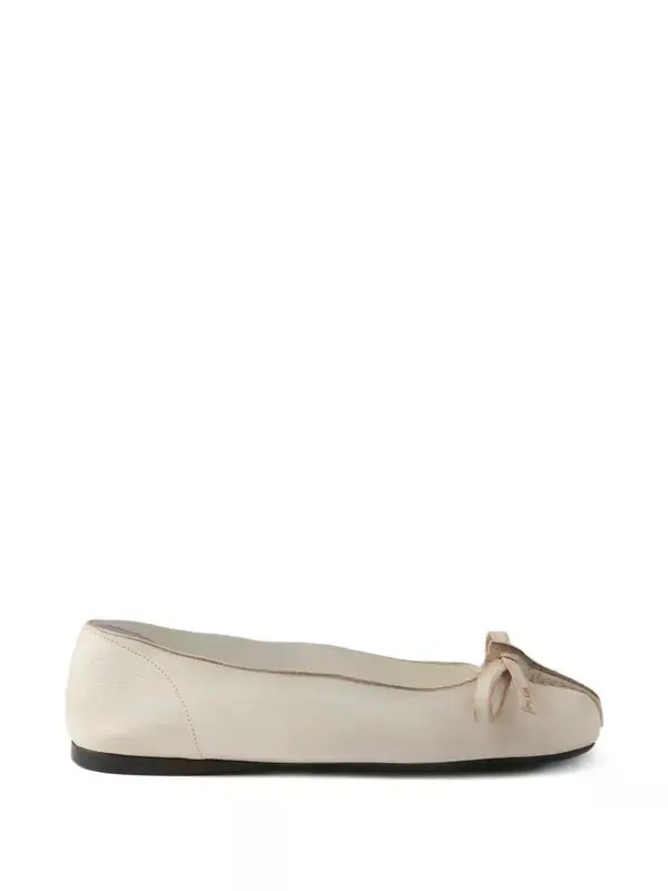 Prada Bow-embellished Leather Ballet Flats - Neutrals
