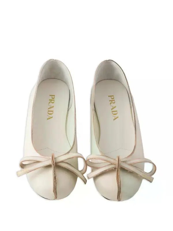 Prada Bow-embellished Leather Ballet Flats - Neutrals