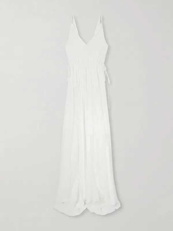 HEIRLOME Josephine Lace-trimmed Silk Georgette Maxi Dress - Neutrals
