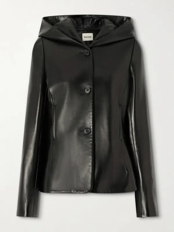 Khaite June Hooded Peplum Leather Jacket