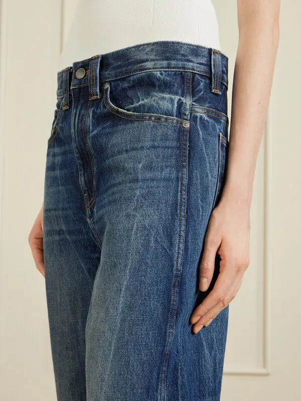 Khaite Boyle Cropped Low-rise Straight-leg Jeans - Blue