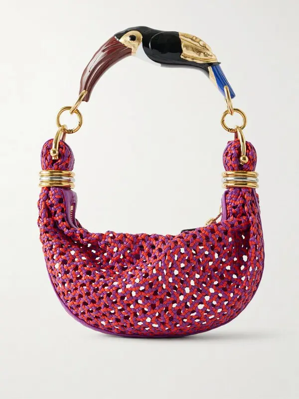 Chloé Toucan Handle Woven Shoulder Bag - Pink