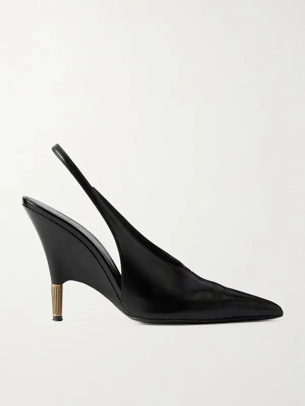 Khaite Bella Leather Slingback Pumps - Black