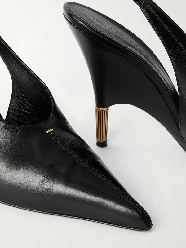 Khaite Bella Leather Slingback Pumps - Black