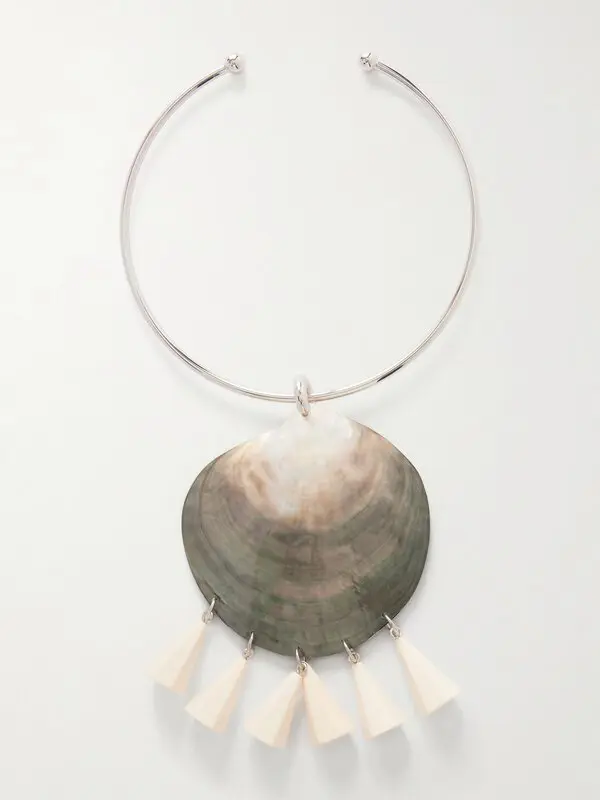 JULIETTA Nacre Shell Collar Necklace - Silver