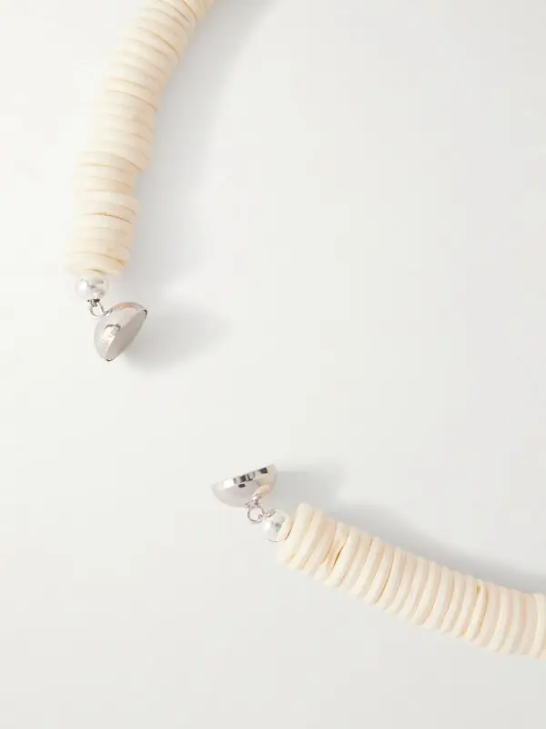 JULIETTA Odessa Silver-tone Shell And Resin Beaded Necklace - Neutrals