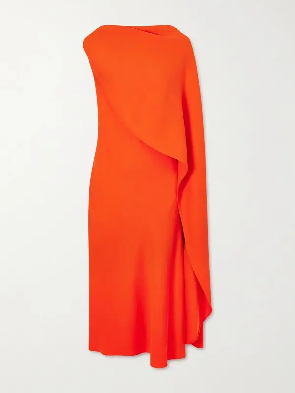 Balenciaga Asymmetrical Draped Midi Dress With Cape Effect - Red