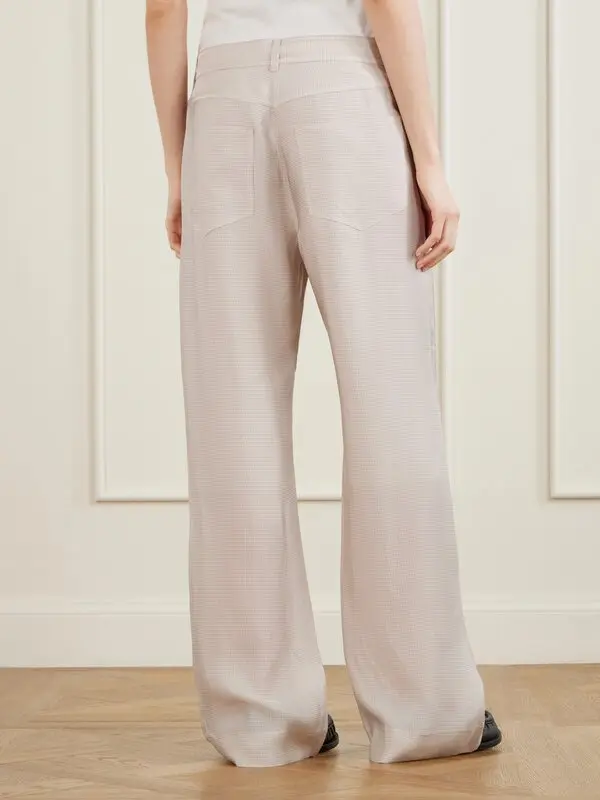 Acne Studios Checked Cupro Wide-leg Trousers - Neutrals