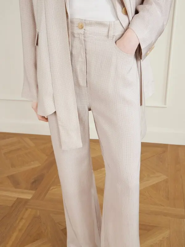 Acne Studios Checked Cupro Wide-leg Trousers - Neutrals