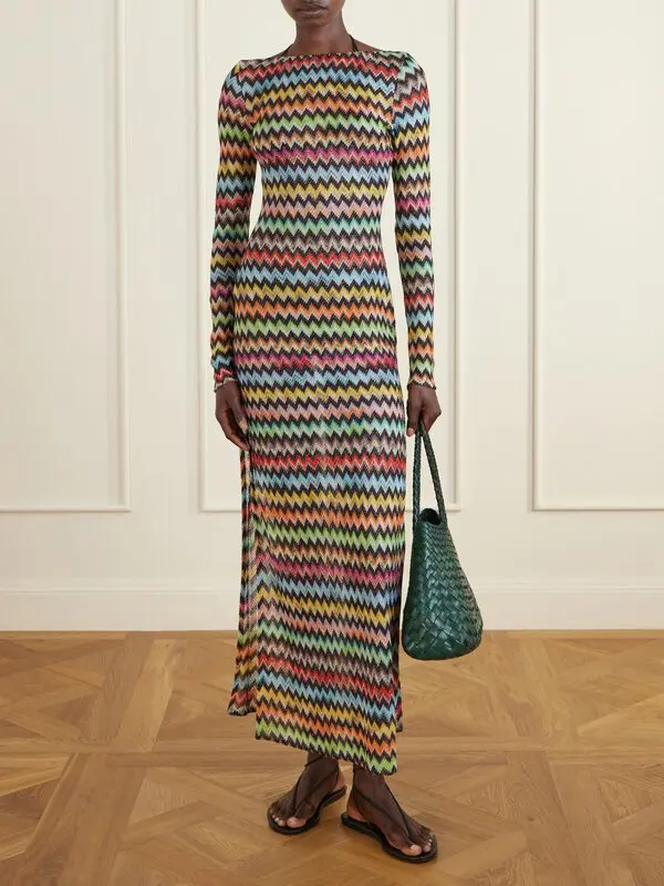 Missoni Striped Metallic Crochet-knit Cover-up