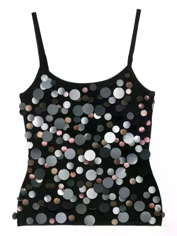 Cynthia Rowley Paola Embellished Square Neck Sleeveless Top