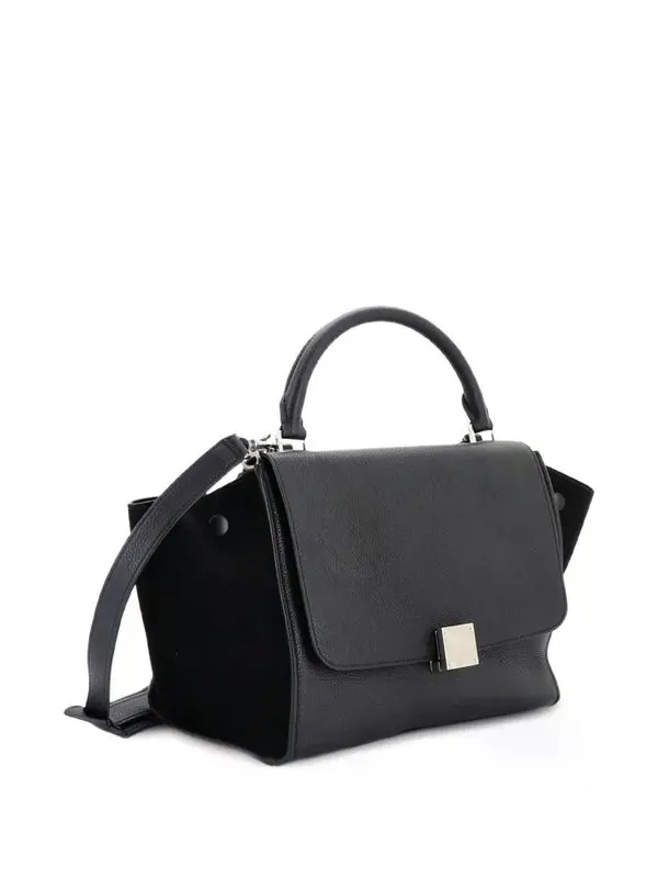 Celine Trapeze Bag Leather Small Satchel - Black