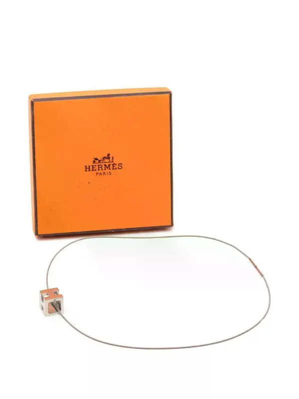 Hermès Palladium Plated Enamel Dh Cube Necklace