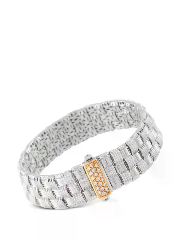 Roberto Coin 18k White Gold Diamond Pavé Basket-weave Bracelet - Silver