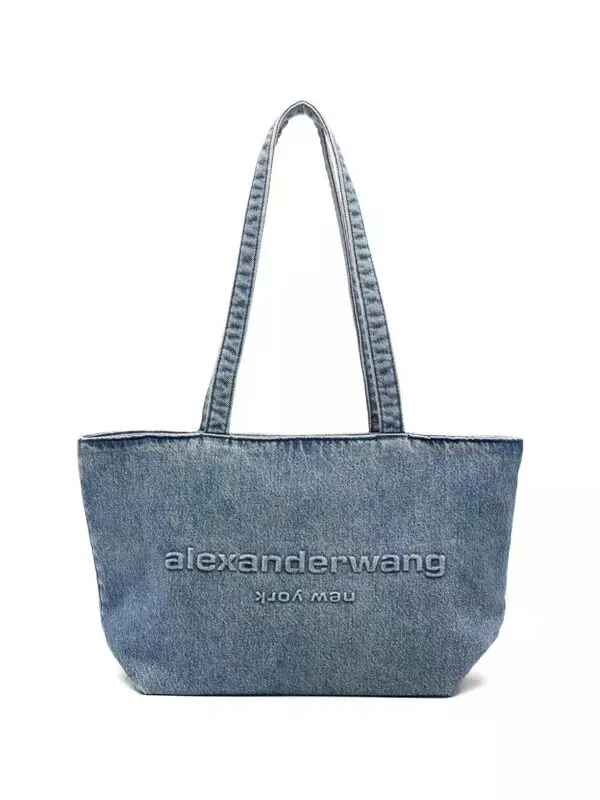 Alexander Wang Logo Embossed Denim Shoulder Bag