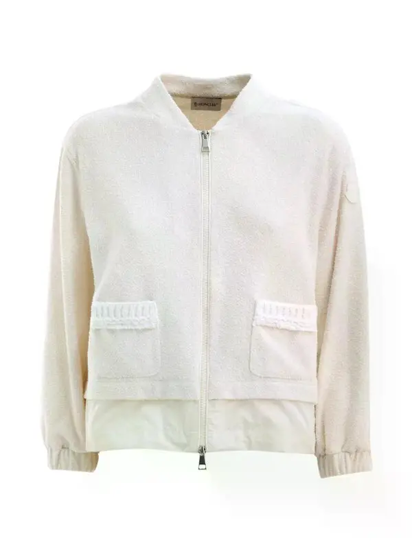 Moncler Bouclé Zip-up Sweater - Neutrals