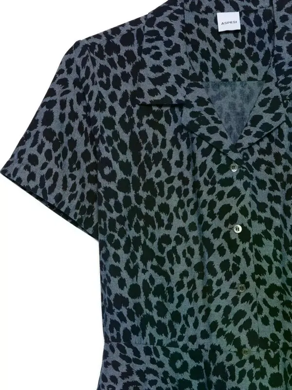Aspesi Leopard Print Midi Dress - Blue