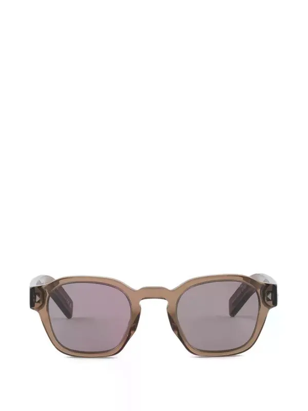 Prada Acetate Sunglasses With Iconic Metal Plaque - Brown