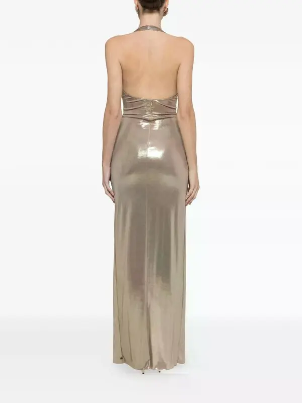 NISSA Halterneck Maxi Dress With Deep V-neck And Front Split