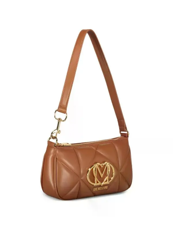 Moschino Metallic Logo Shoulder Bag - Neutrals