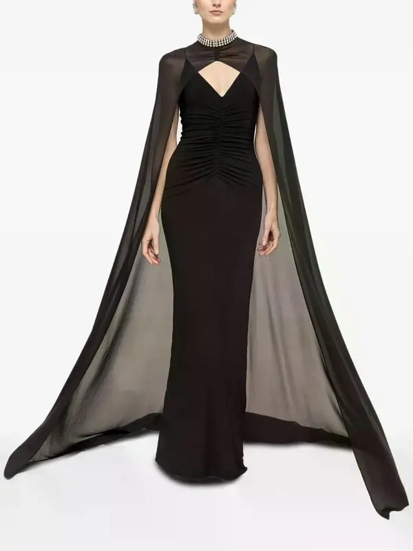 NISSA Detachable Cape Maxi Dress