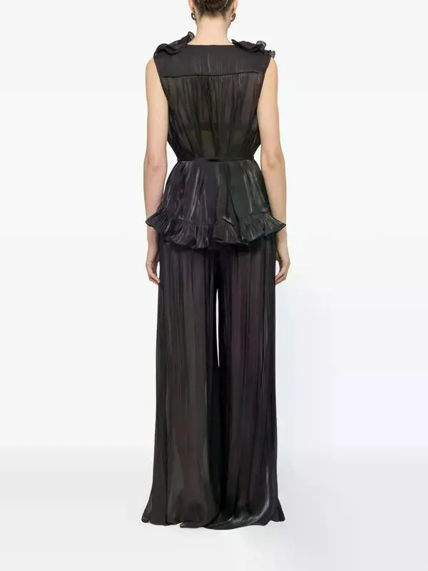 NISSA Sleeveless Ruffled Peplum Top - Black