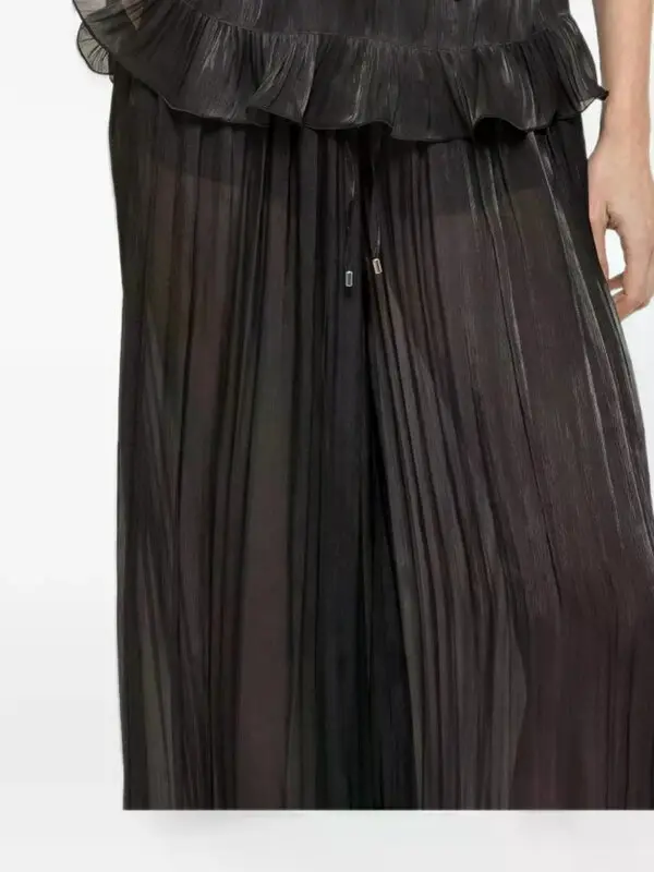 NISSA Ruffled Drawstring Trousers - Black