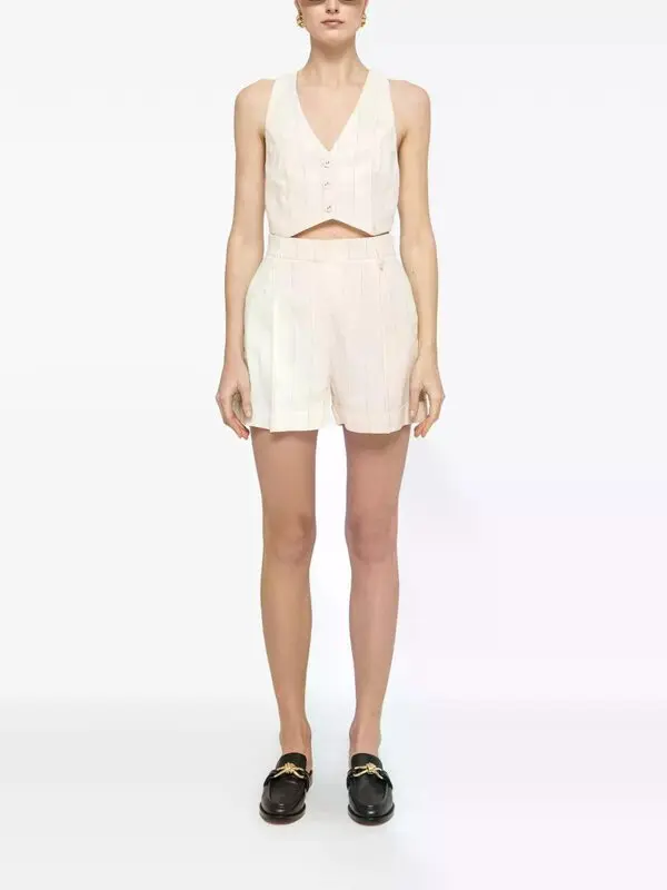 NISSA High-waisted Striped Shorts - Neutrals