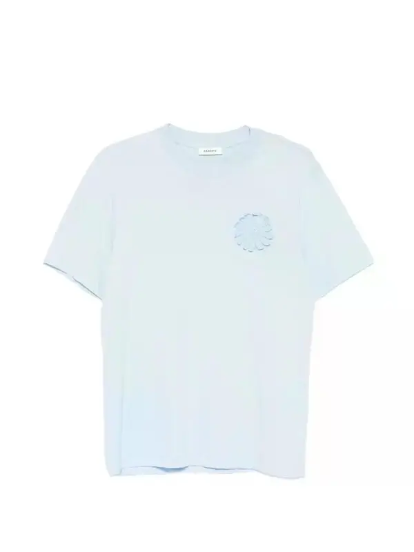 Sandro Cotton Crochet Flower T-shirt - Neutrals