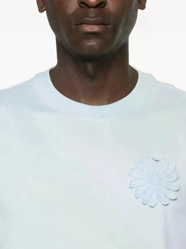 Sandro Cotton Crochet Flower T-shirt - Neutrals
