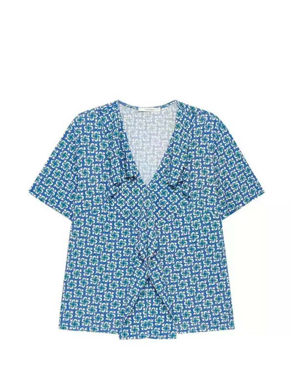 Malìparmi Ruffled Geometric V-neck Top