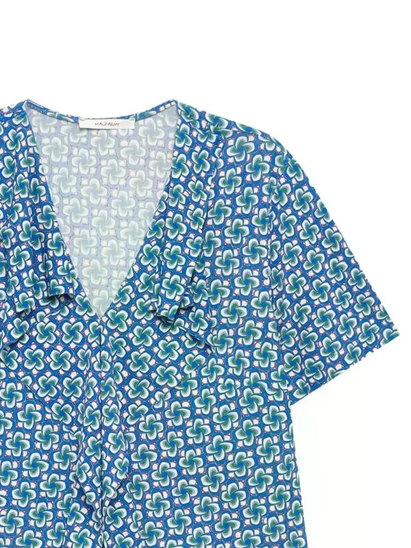 Malìparmi Ruffled Geometric V-neck Top