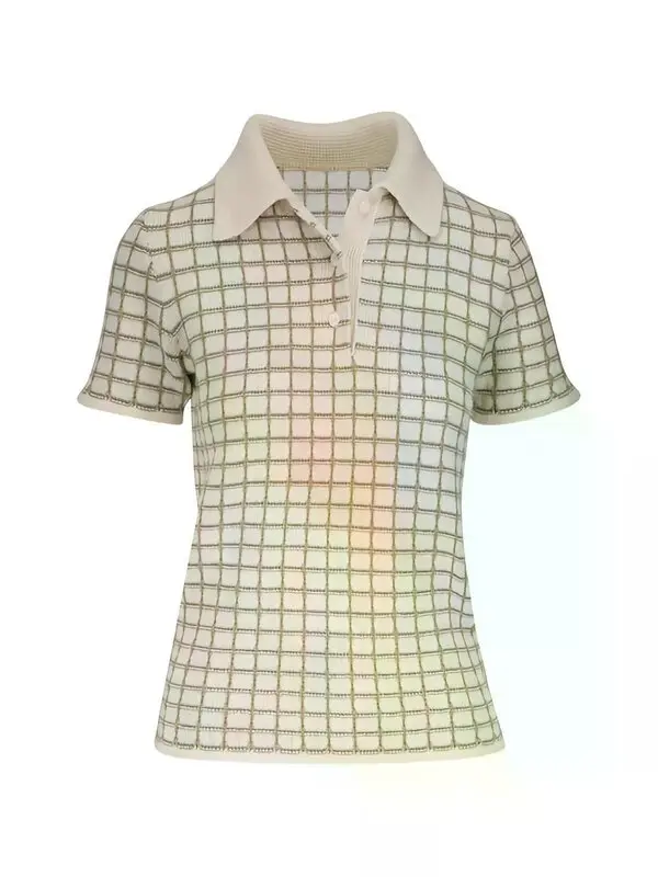 THE ELDER STATESMAN Check Pattern Short Sleeve Polo Shirt - Neutrals