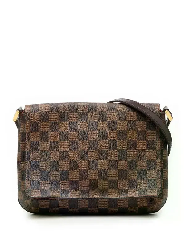 LOUIS VUITTON Damier Ebene Musette Tango Bag - Brown
