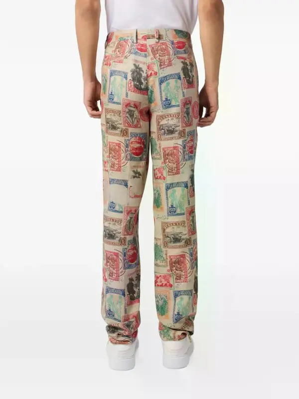 BILLIONAIRE Printed Linen Trousers - Neutrals