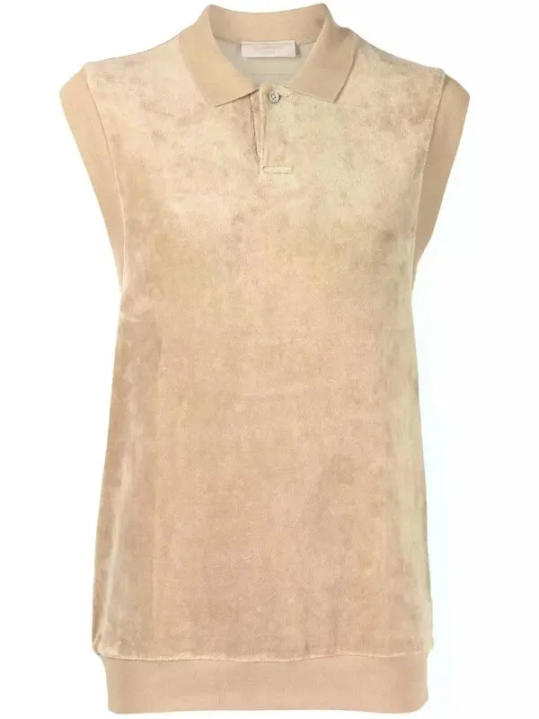 Fear Of God Velour Sleeveless Polo Top - Brown
