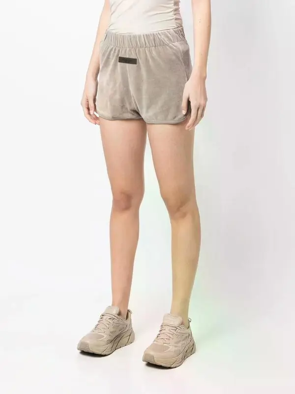 Fear Of God Velour Logo Patch Shorts - Grey