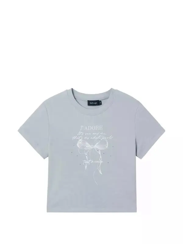 TOUT A COUP Tout À Coup Short Sleeve Graphic Print Cropped T-shirt - Blue