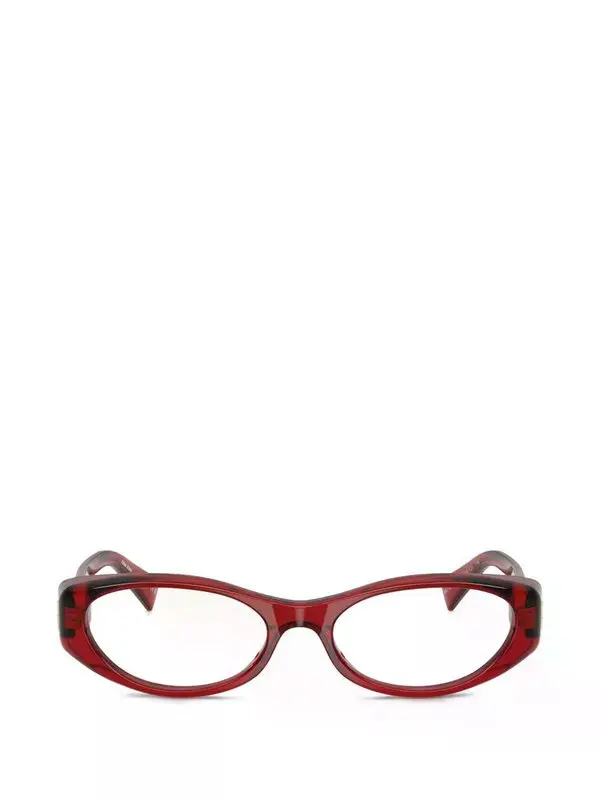 Miu Miu Oval Frame Eyeglasses - Red