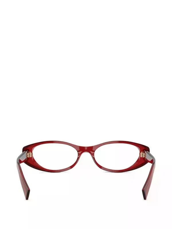 Miu Miu Oval Frame Eyeglasses - Red