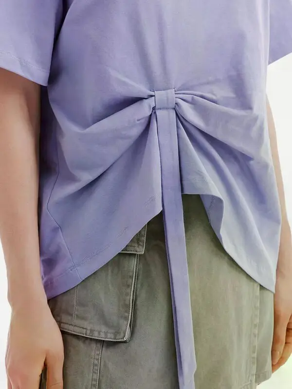 B+AB Tie-front Embroidery Detail T-shirt - Purple