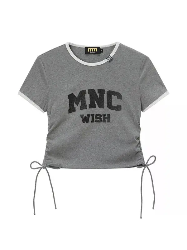 MINI CREAM Drawstring-hem Cropped T-shirt - Grey