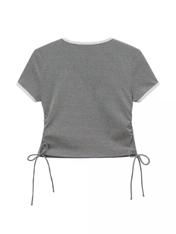 MINI CREAM Cropped T-shirt With Drawstring Hem