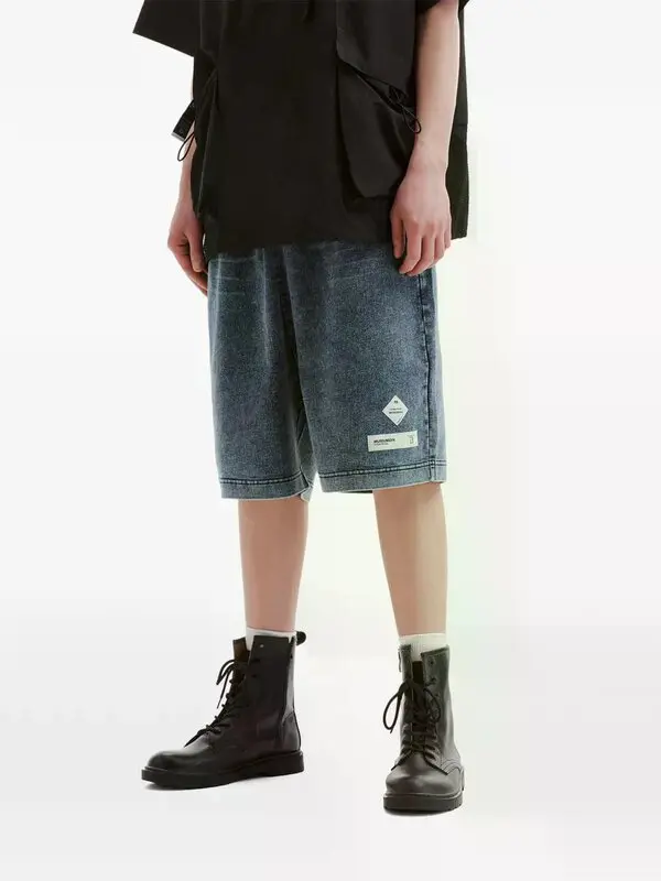 MUSIUM DIV. Drawstring Waist Denim Shorts With Bandana Detail