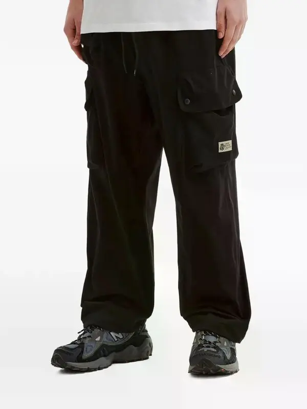 FINGERCROXX Logo Patch Cargo Trousers - Black