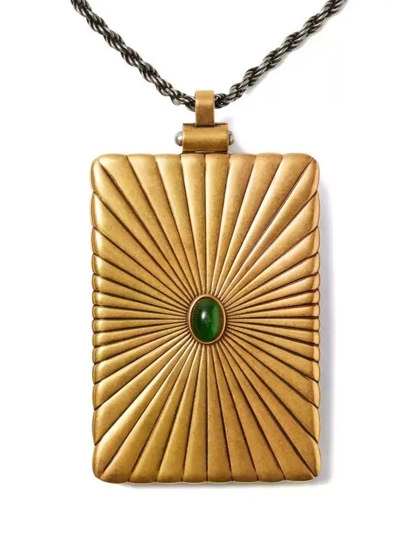 Versace Rectangular Locket Necklace With Sunray Motif